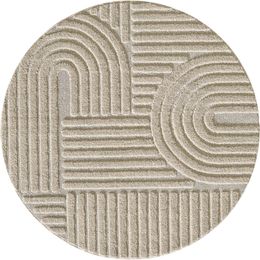 KADIMA DESIGN HOCHFLORTEPPICH RIGI, im Skandi-Boho-Stil, Beige, &Oslash; 200 cm