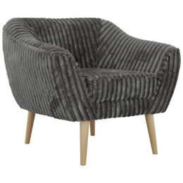 SESSEL PIRS - Grau Cord - Holzbeine