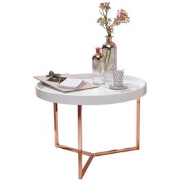 KADIMA DESIGN SOFATISCH LIA Rund mit Metallgestell, abnehmbares Tablett und Anti-Rutsch-Noppen, Bronze 58 x 58 x 42 cm