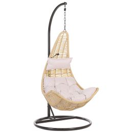 Beliani H&Auml;NGESESSEL mit Gestell PE Rattan nat&uuml;rlich 95 cm Atri II