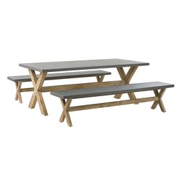 Beliani GARTENM&Ouml;BEL SET 6-Sitzer Faserzement grau 3-teilig Olbia