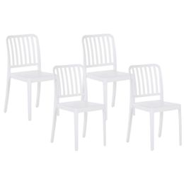 Beliani GARTENSTUHL 4er-Set Kunststoff wei&szlig; Sersale