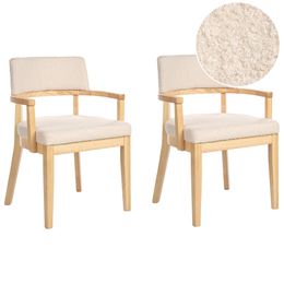 Beliani ESSZIMMERSTUHL 2er-Set Boucl&eacute; Hellbeige Dalbo
