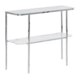 Beliani KONSOLENTISCH Marmor Optik wei&szlig;/silber Calvert