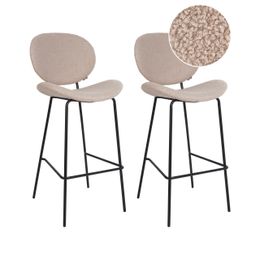 Beliani BARST&Uuml;HLEN 2er-Set Schwarz/Hellbeige Luana