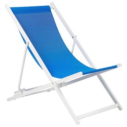 Beliani GARTENLIEGE wei&szlig;/blau Locri II