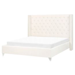 Beliani POLSTERBETT 160/200cm Cremewei&szlig; Lubbon