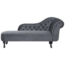 Beliani CHAISELONGUE Samtstoff grau rechtsseitig Nimes