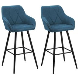 Beliani BARSTUHL 2er-Set Polsterbezug Blau Darien