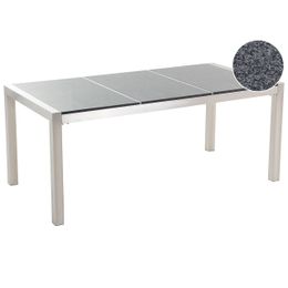 Beliani GARTENTISCH Edelstahl/Granit grau poliert 180/90 cm Grosseto
