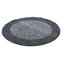 KADIMA DESIGN TEPPICH Hochflor RHEIN in Grau, mit Bord&uuml;re, &Oslash; 200 cm