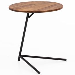 KADIMA DESIGN BEISTELLTISCH &ndash; Massivholz Metall gro&szlig;e Platte Industrial