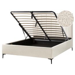 Beliani BETT mit Stauraum 160/200 cm Cremewei&szlig; Sezanne
