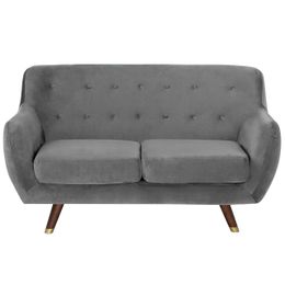 Beliani 2-SITZER-SOFA Samtstoff Grau Bodo
