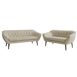 SITZGARNITUR PIRS 3+2 - Beige Velvet - Schwarze Beine