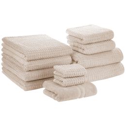 Beliani BADEHANDTUCH 11-teiligBeige Atai