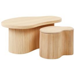Beliani COUCHTISCH 2er Set Naturfarben Salanti
