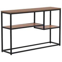 Beliani KONSOLENTISCH dunkler Holzfarbton/schwarz 30/120 cm rechteckig Belmont