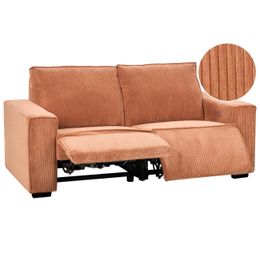 Beliani 3-SITZER-SOFA Cord orange elektrisch verstellbar Nukari