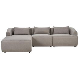 Beliani 3-SITZER-ECKSOFA Stoff taupe linksseitig Svansele