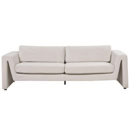 Beliani 3-SITZER-SOFA Samtstoff hellbeige Maunu