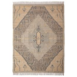 KADIMA DESIGN TEPPICH aus Naturfasern handgewebt BERMEO in Natur, im Vintage-Stil, 140 x 200 cm