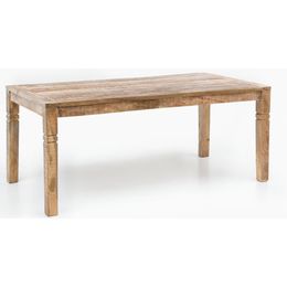KADIMA DESIGN ESSTISCH &ndash; Mango Massivholz 120 cm Landhausstil Schnitzereien