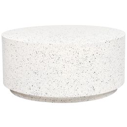 Beliani COUCHTISCH Beton wei&szlig; Terrazzo Optik rund 90 cm Trezzo