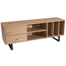 KADIMA DESIGN TV-LOWBOARD mit Eiche-Dekor, Schubladen und offenes Regal, modern, Braun 150x40x55 cm