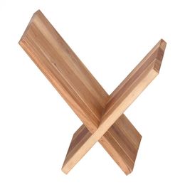 KADIMA DESIGN ZEITUNGSST&Auml;NDER Massivholz Handgefertigt X-Form, Beige 29x28x31 cm