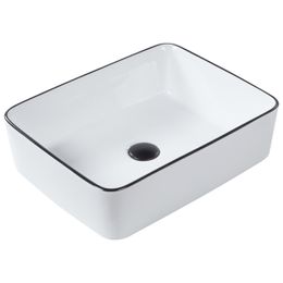 Beliani AUFSATZWASCHBECKEN 49/38 cm Wei&szlig; Xert