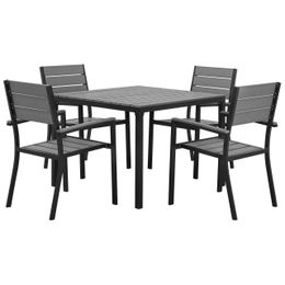 Beliani GARTENM&Ouml;BEL SET 4-Sitzer Kunstholz grau/schwarz Prato