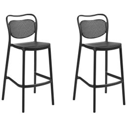 Beliani GARTEN-BARHOCKER 2er-Set Schwarz Celleno