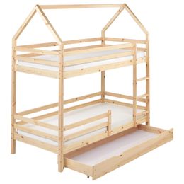 Beliani HOCHBETT mit Schaubladen 90x200 cm Braun Girgols