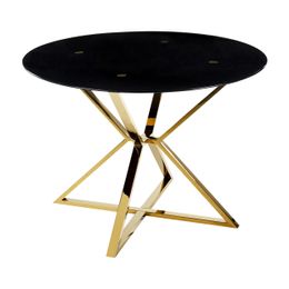 Beliani ESSTISCH 105/75 cm Schwarz, Goldfarben Rund Bosco