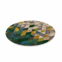 KADIMA DESIGN WOLLTEPPICH DERWENT, geometrisch, Gr&uuml;n, &Oslash; 160 cm