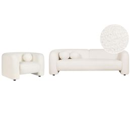 Beliani 4-SITZER-SOFA SET Boucl&eacute; wei&szlig; Leiren