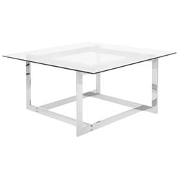Beliani COUCHTISCH Glas silber quadratisch 80/80 cm Crystal