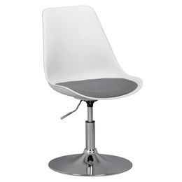 KADIMA DESIGN DREHSTUHL Kunstleder Trompetenfu&szlig; Chromgestell, Grau 46x46x88 cm
