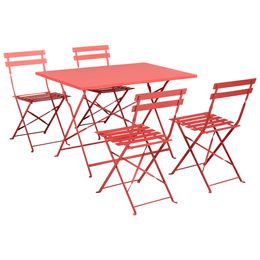 Beliani GARTENM&Ouml;BEL Set 4-Sitzer Metall Rot Fiori
