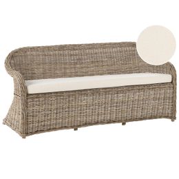 Beliani GARTENSOFA 3-Sitzer Naturfarben Susua