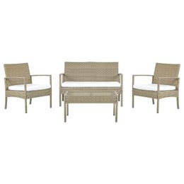 Beliani LOUNGE-SET 4-sitzer Rattan Beige Marsala