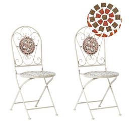Beliani GARTENSTUHL 2er-Set Metall Wei&szlig; Spello