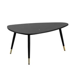 KADIMA DESIGN COUCHTISCH mit Marmor Optik, Dreibein, Metall-Gestell, Dreieckig, Schwarz 90x60x41 cm