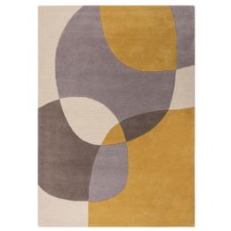 KADIMA DESIGN TEPPICH aus Wolle AIRE in Ocker, abstrakt, 120 x 170 cm