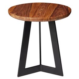 KADIMA DESIGN BEISTELLTISCH &ndash; Massivholz Metall 35x37x35 cm Industrial