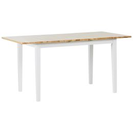 Beliani ESSZIMMERTISCH 120-150/80/74 cm Hellbraun, Wei&szlig; Rechteckig Houston