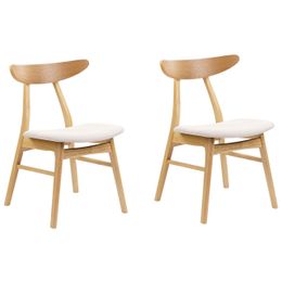 Beliani ESSZIMMERSTUHL 2er-Set Gummibaumholz Hellbraun/Hellbeige Lynn