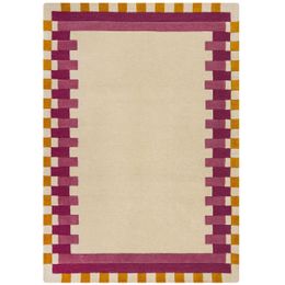 KADIMA DESIGN WOLLTEPPICH WENSUM, geometrisch, Rosa-Gelb, 200 x 290 cm