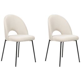 Beliani ESSZIMMERSTUHL 2er-Set Samtstoff Beige Covelo